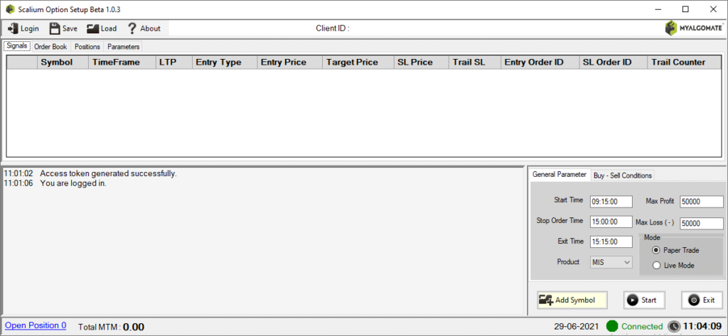 Algo Trading Software - Myalgomate